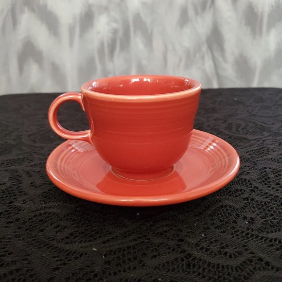 Fiestaware | Dining | Fiestaware Burnt Rust Orange Teacup Saucer Set ...